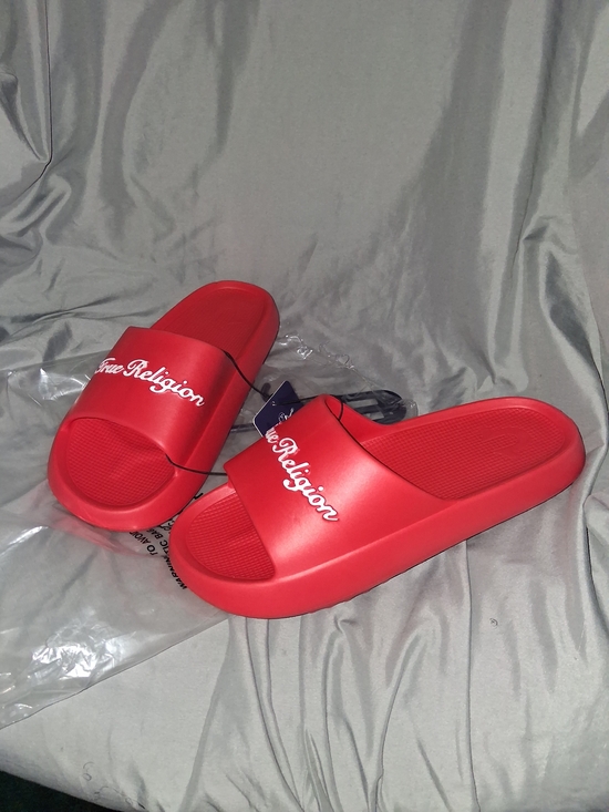 True Religion | Shoes | True Religion Red Slide Sandals | Poshmark